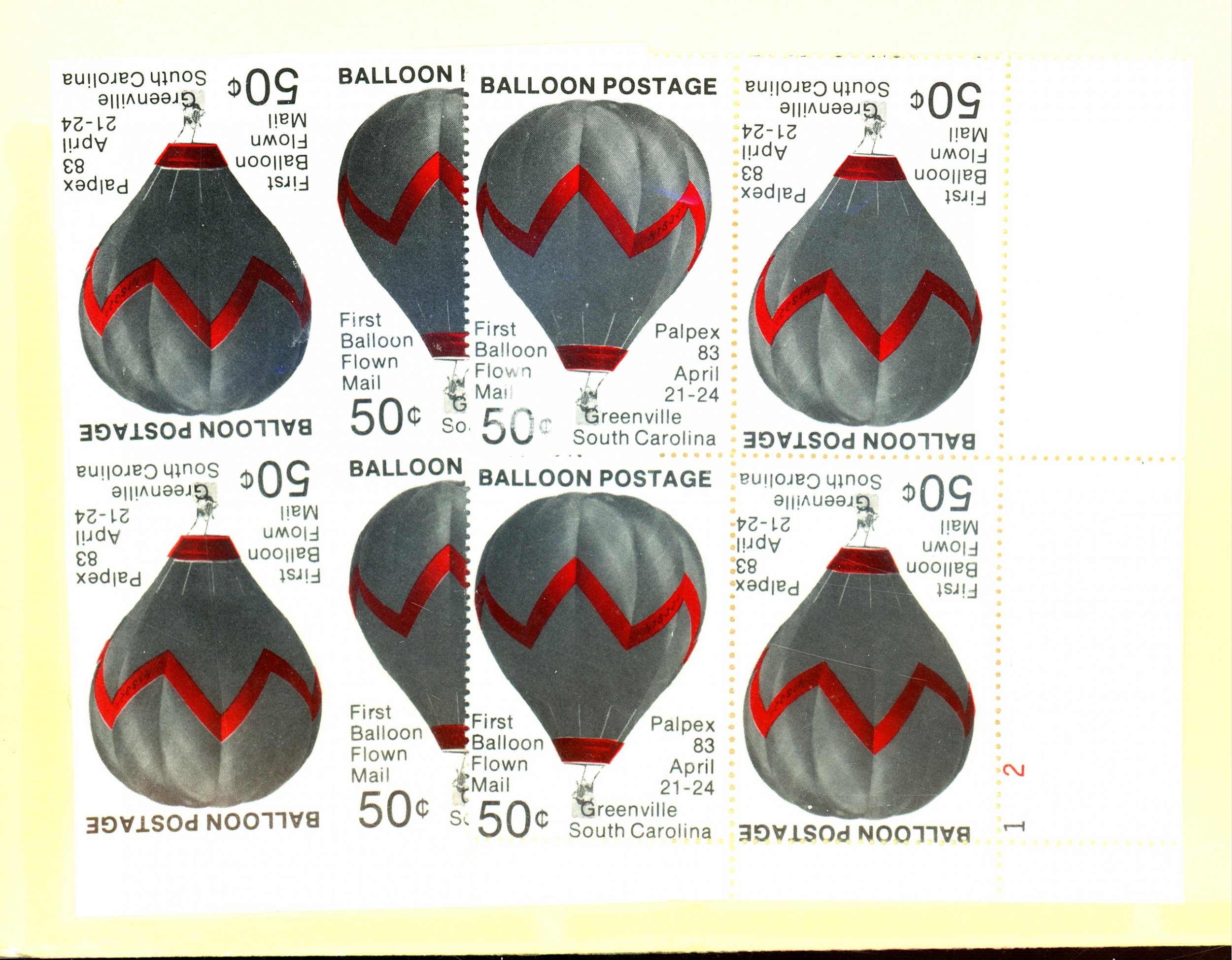 2 Blocks of 50 C Baloon Postage | United States, General Issue Stamp ...