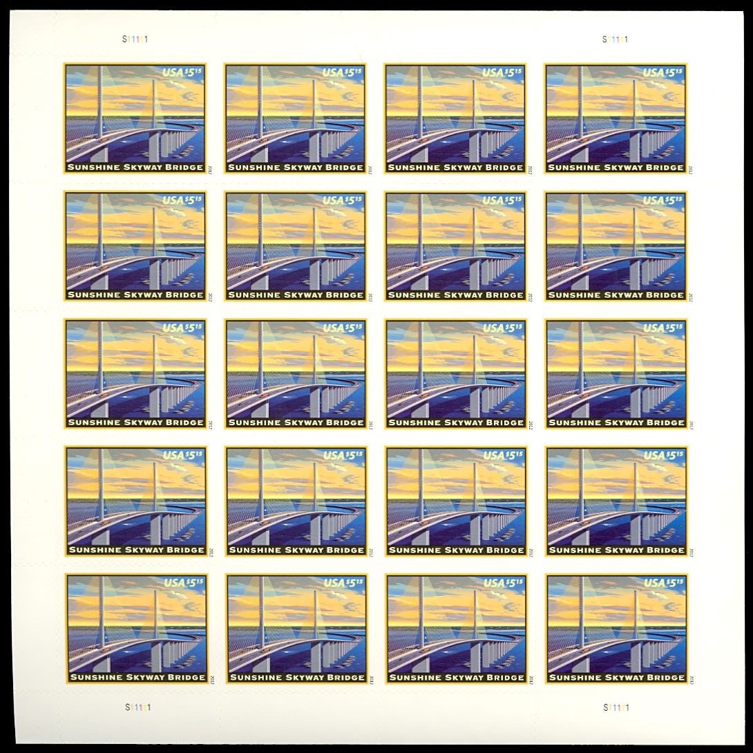 4649, $5.15 Sunshine Skyway Bridge Priority Mail Sheet of 20 Stamps ...