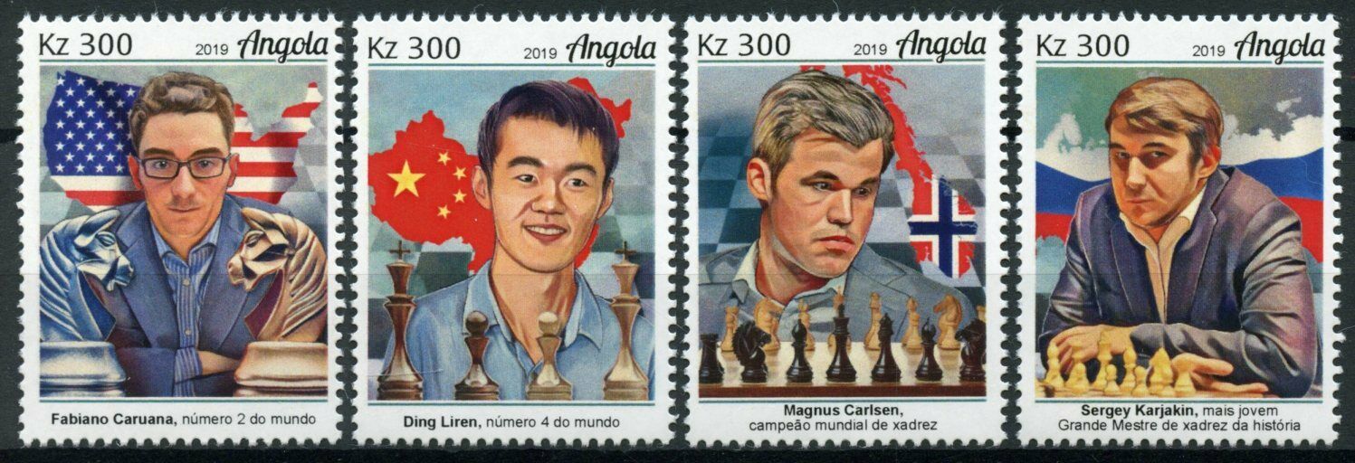 Angola Chess Stamps 2019 MNH World Championship Magnus Carlsen Caruana ...