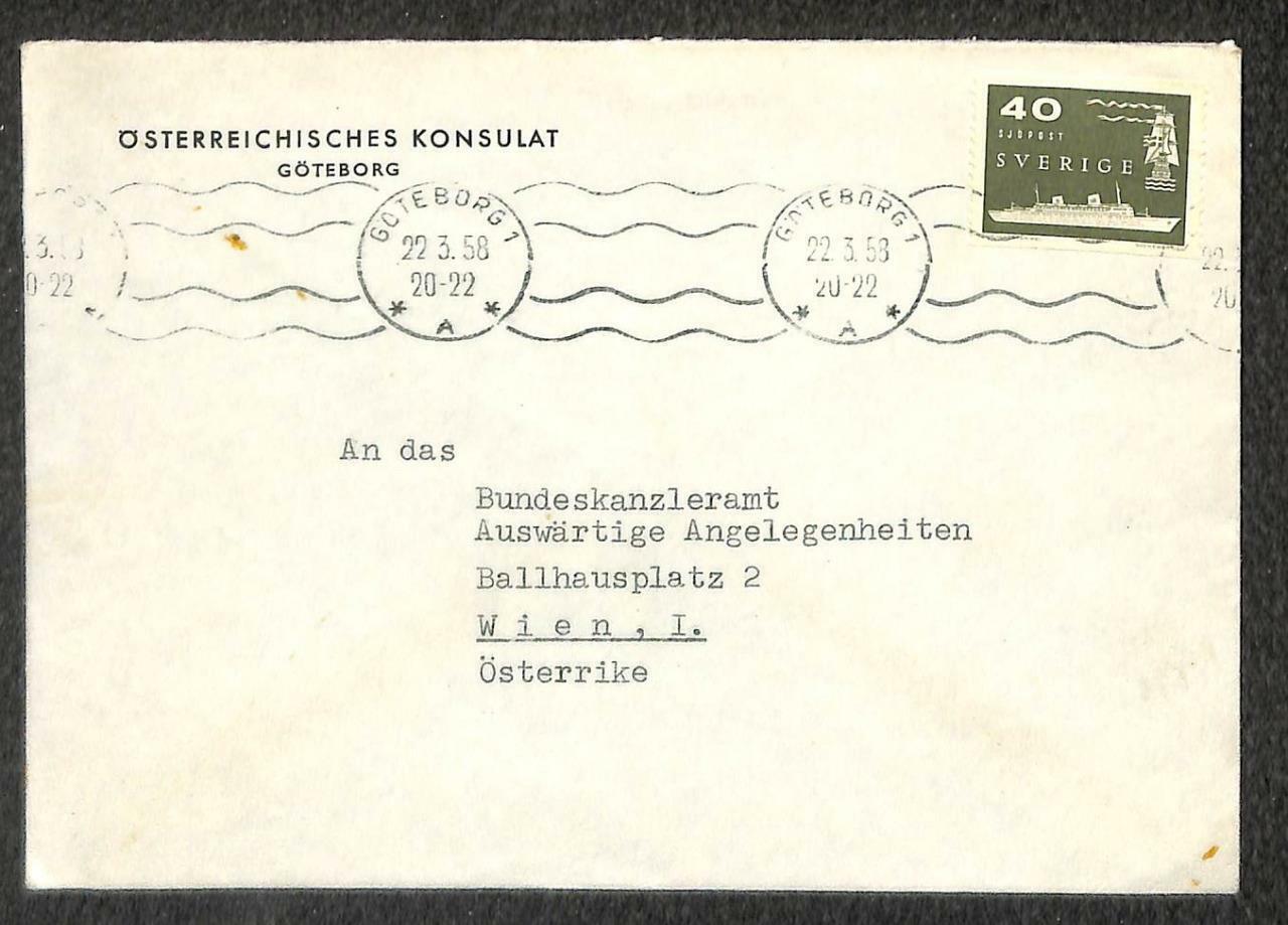 Goteborg Sweden Stamp to Vienna Austria Sweden Diplomatic Mail Cover ...