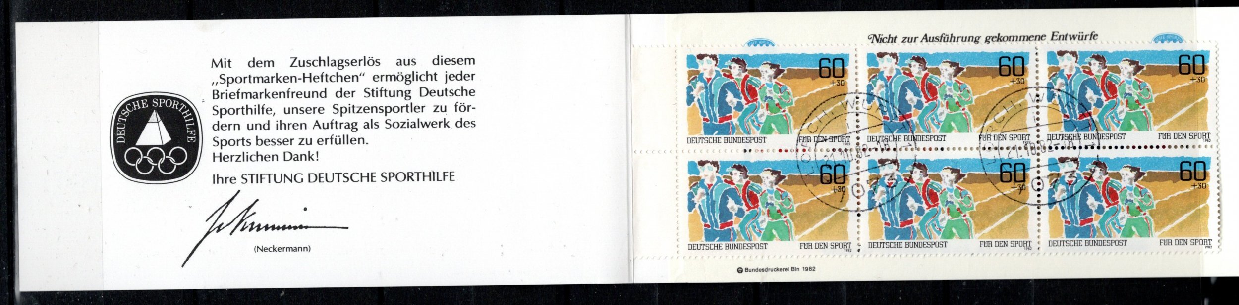 Germany Bund Scott # B598 (6), used, for the sports booklet 1982 ...