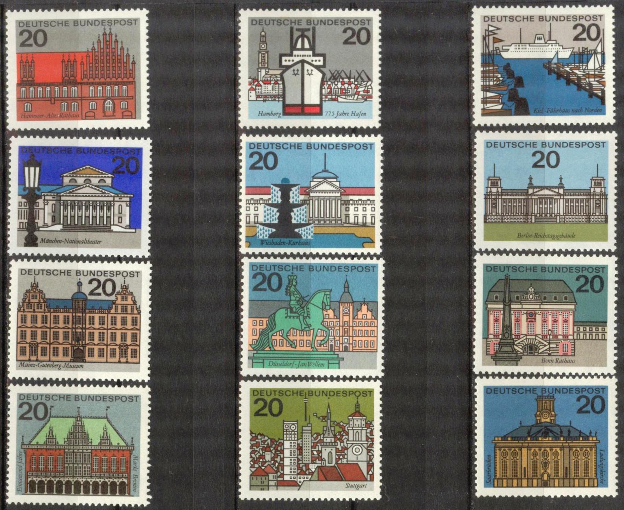 Germany 1964 Architecture Capital Cities set of 12 MNH | Europe ...