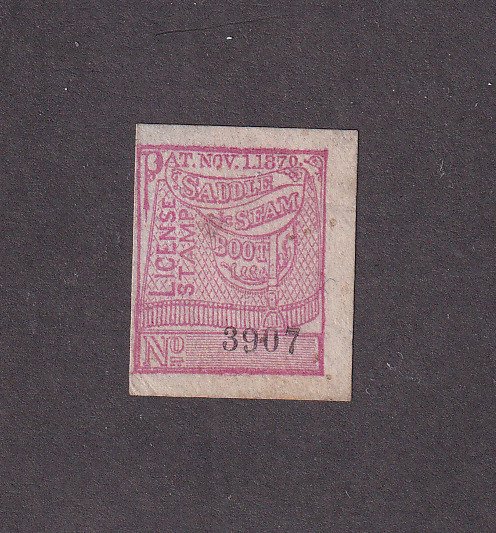 1870 Saddle Seam Boot License Stamp, Drummond LRSSB1.1 (48600) | United ...
