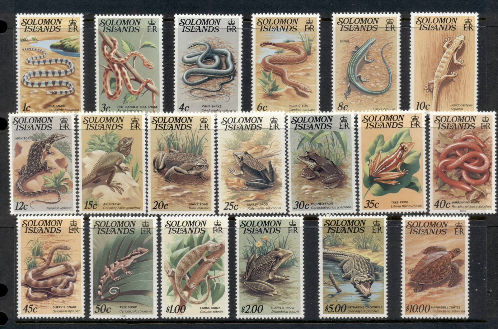 Solomon Is 1979-83 Pictorials, Reptiles, Snakes, Frogs, Turtles MUH ...