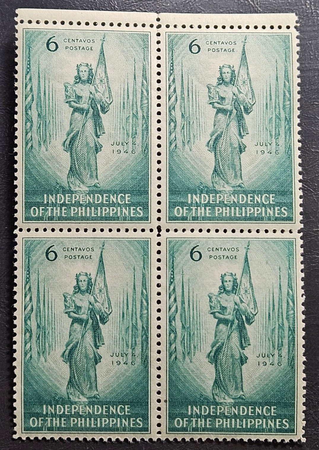 Stamp Philippines 4 July 1946 "Philippine Girl Holding Falg of the ...