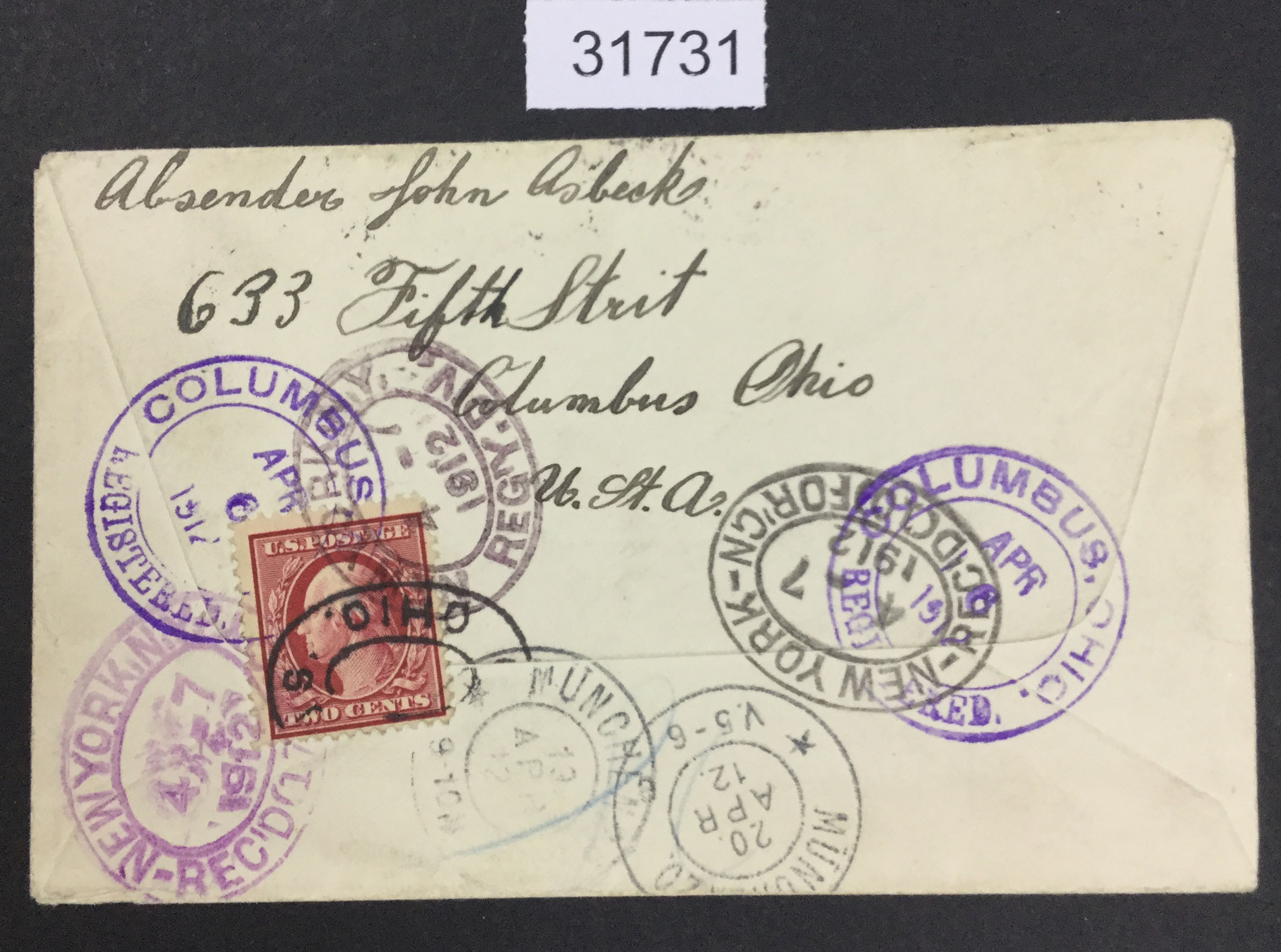 US Stamps #F1 on Post Cover Used $85 LOT #31731 | United States, Back ...