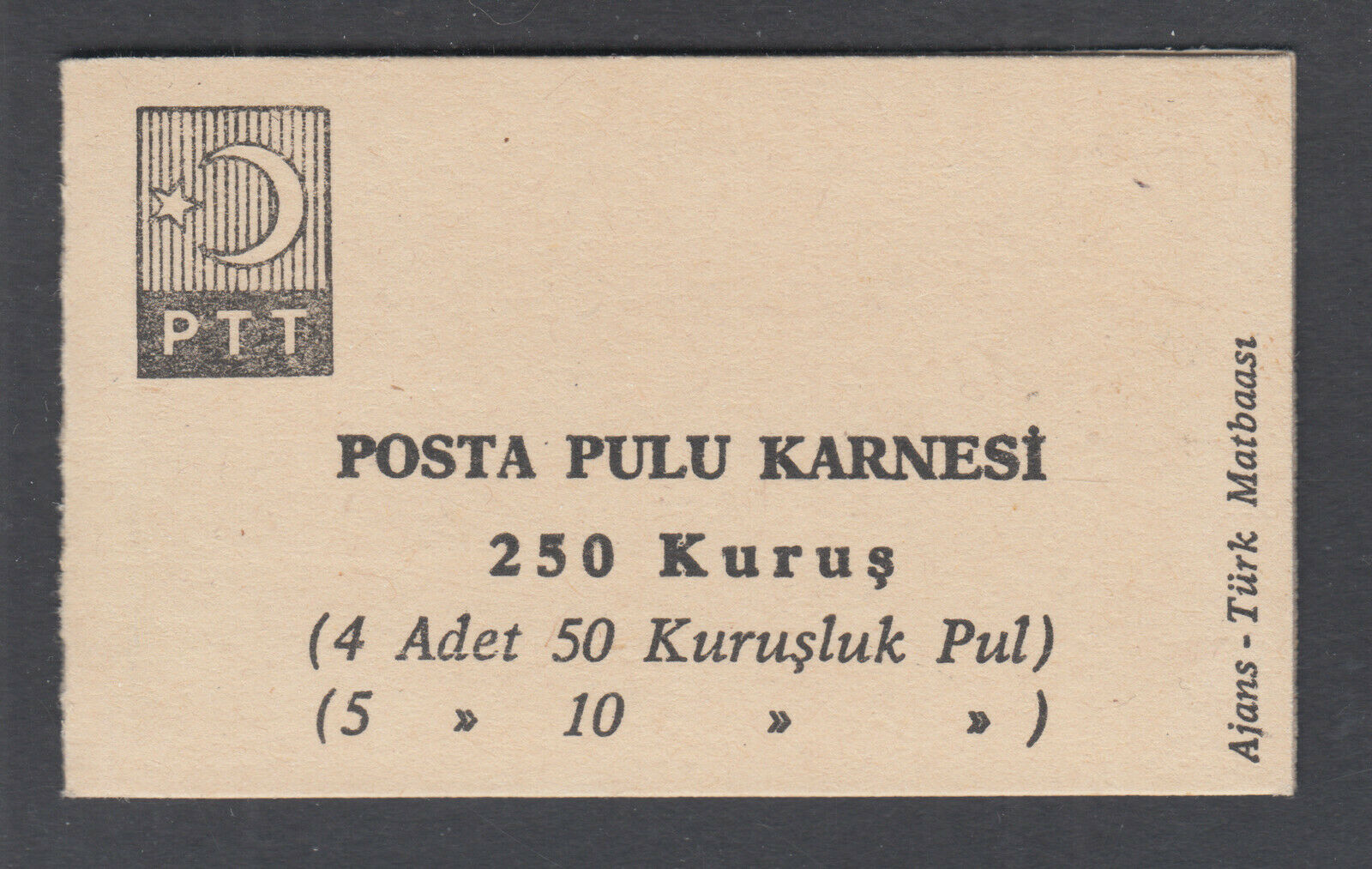 Turkey Sc 1756b Intact Booklet. 1967 250k Booklet, 1 pane of 9 + label ...