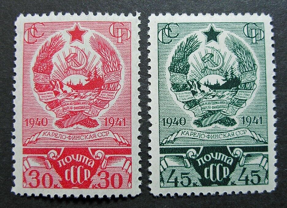 Russia 1941 #841-842 MH OG Russian Karelian-Finnish SSR Anniversary Set ...