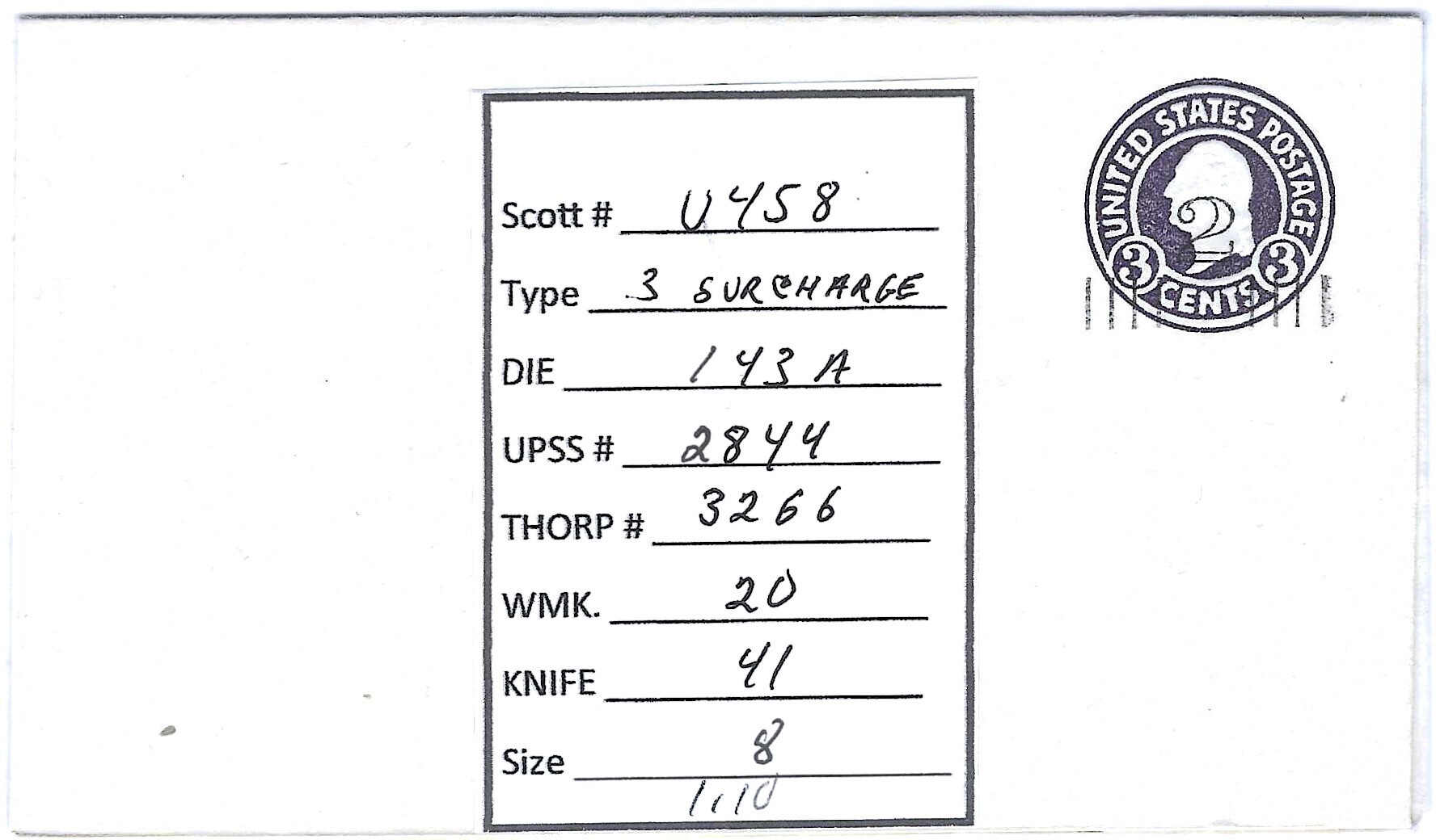 Scott# U458 Die 143 UPSS#2844 US envelope. Flap Stuck | United States ...