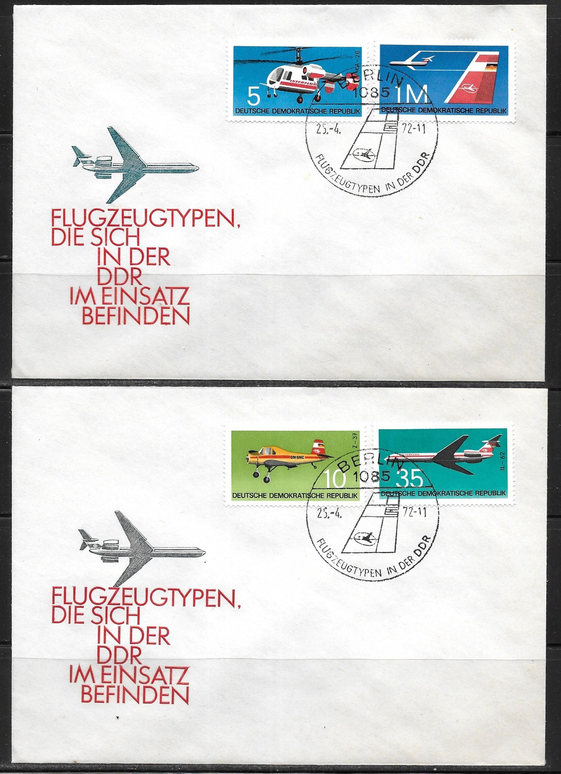 DDR German Democratic Republic 1972 FDC's 1354-9, 1360-1, 1362-4, 1365 ...