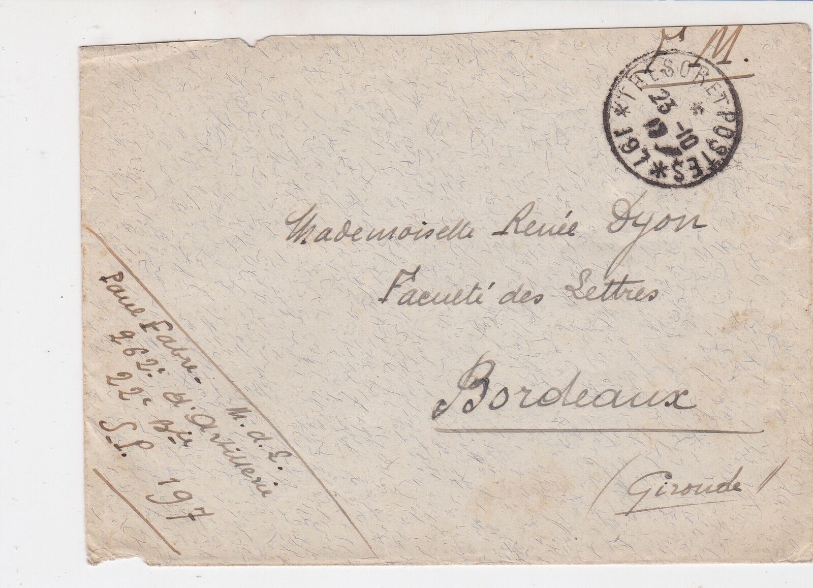 France WW1 French Military 1917 Tresor Et Postes No 197 Cover Ref 30963 ...