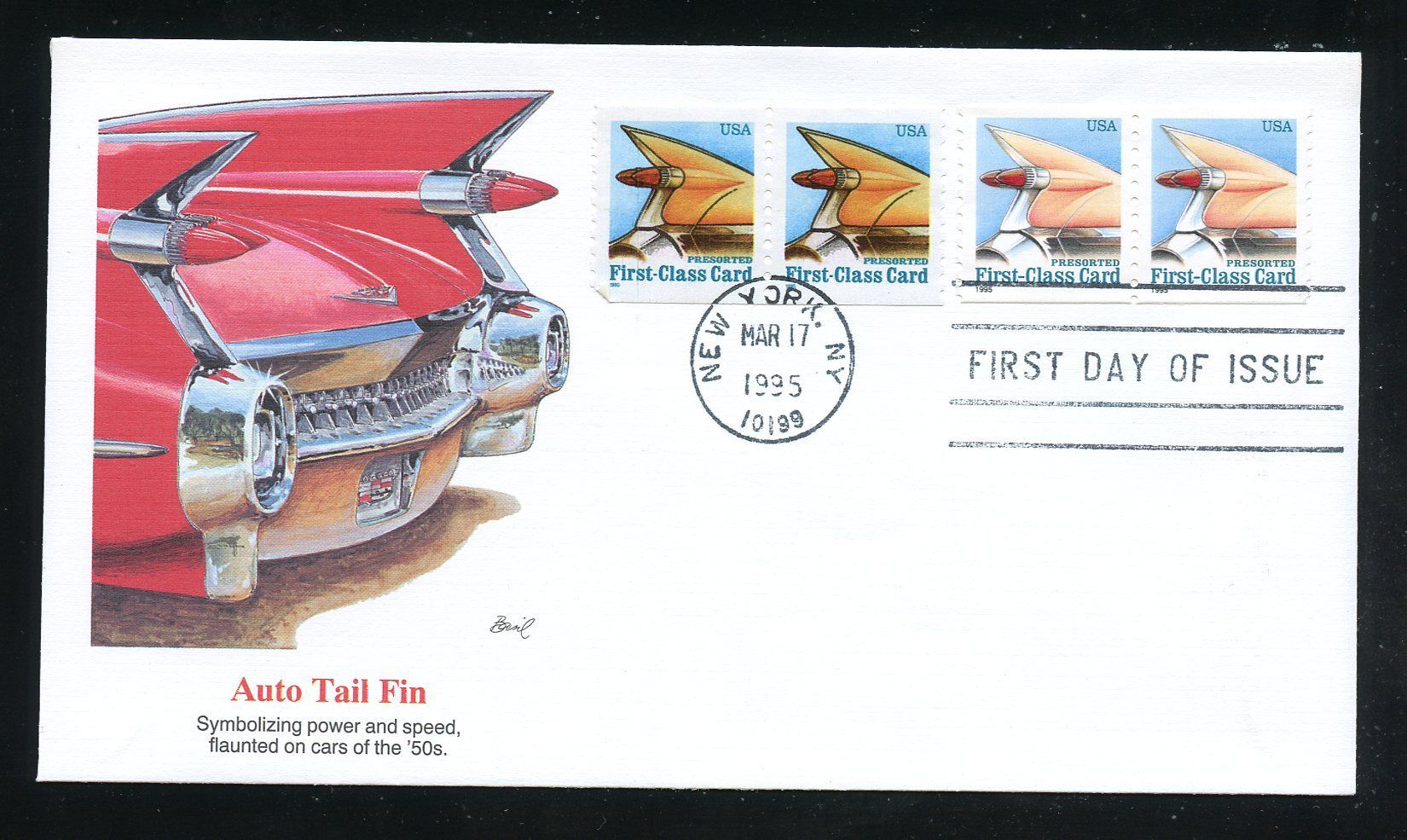 US 2908-2909 2 x pairs First Class Card - Auto Tail Fin UA Fleetwood ...