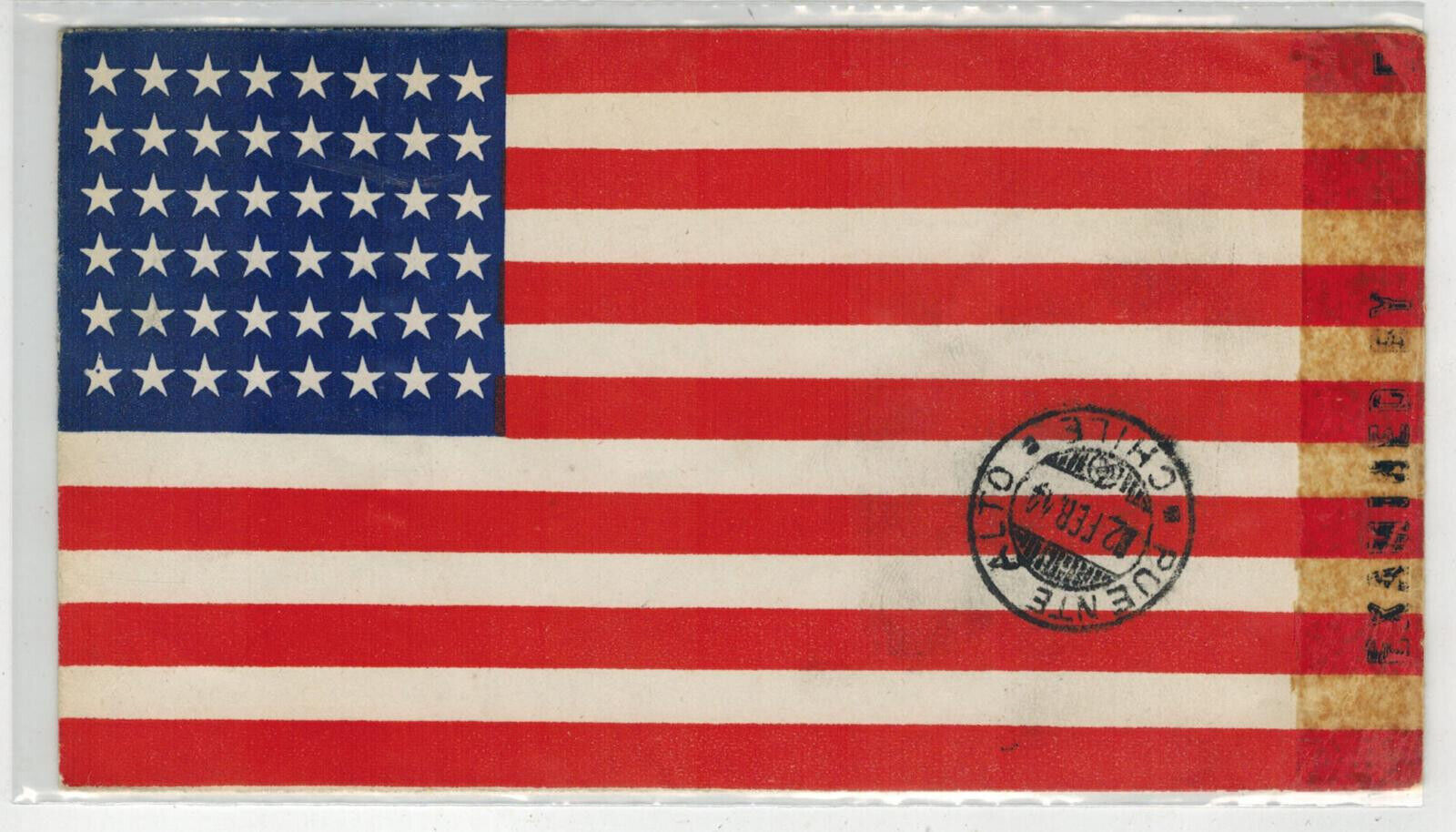 Patriotic WW2 AUSTRIA 919 FOREIGN DESTINATION CHILE & NOTES Fancy Flag ...