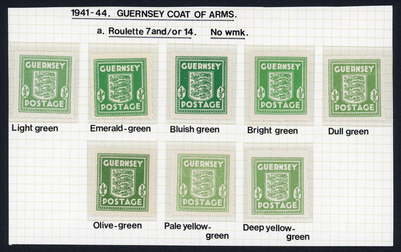 Guernsey SG1 All the 8 listed shades U/M | Great Britain, Stamp / HipStamp
