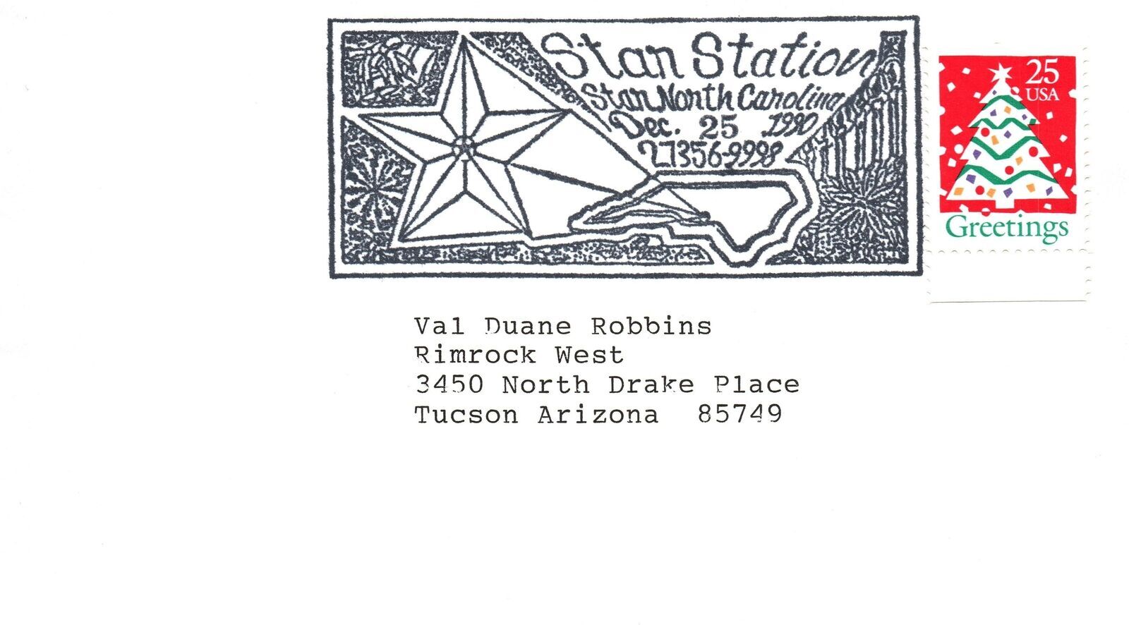 Stan North Carolina Special State and Star Cancellation With 25c ...