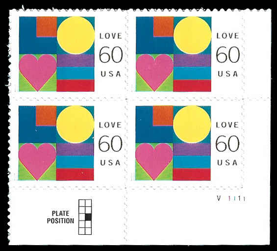 PCBstamps US #3658 PB $2.40(4x60c)LOVE, V11111, MNH, (PB-4a) | United ...