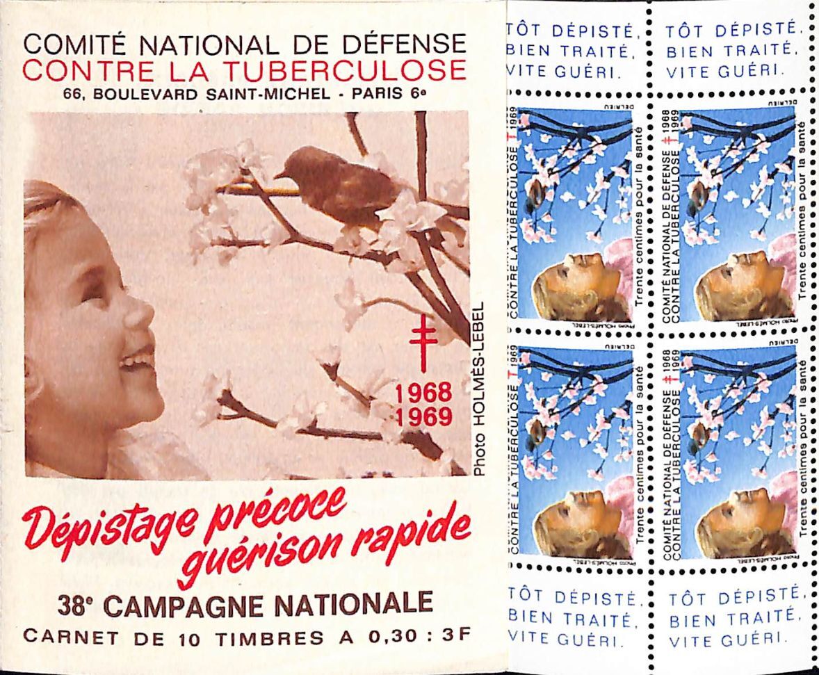 France Fight Tuberculosis TB poster stamps booklet 1968, complete with ...