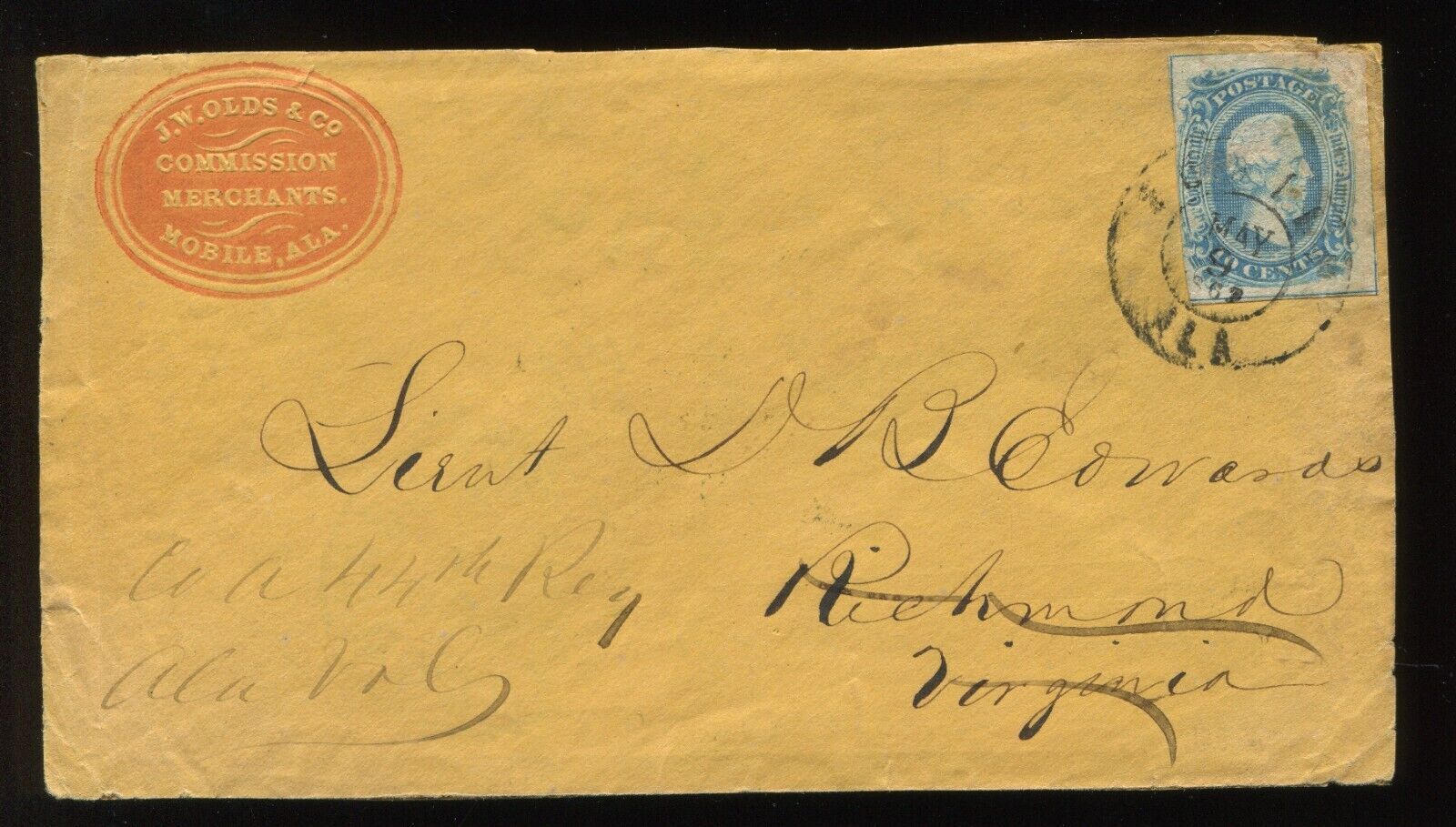 Confederate States 10 Framelines Used on Turned & Forwarded Corner ...