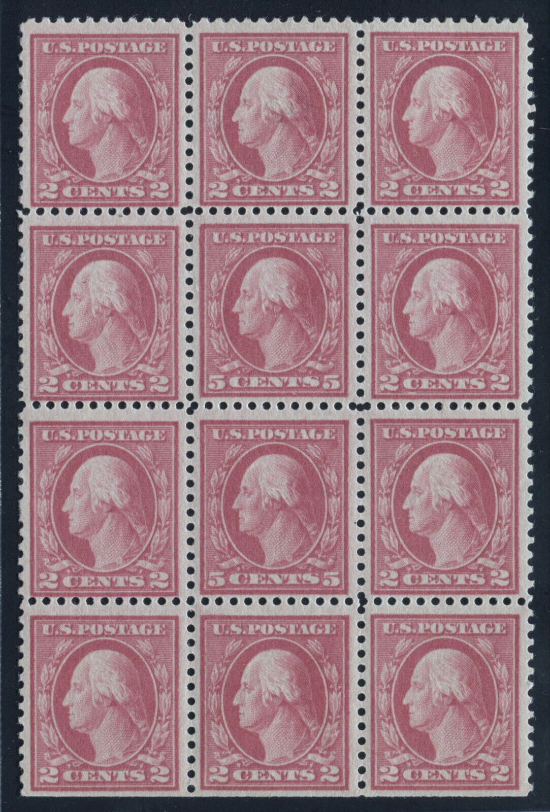 SCOTT 505 double error block of 12 Mint, OG both errors NH F-VF PSAG ...