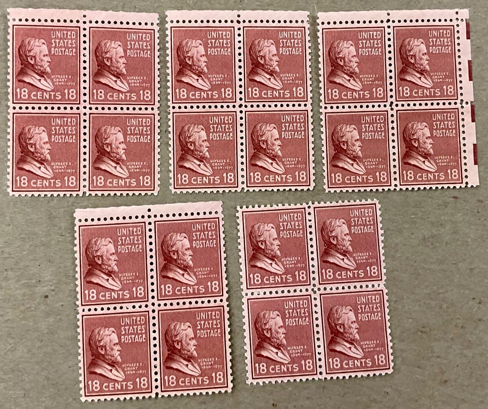 823 Ulysses S Grant Prexie Series 18 cent VF MNH 20 stamps FV $3.60 ...