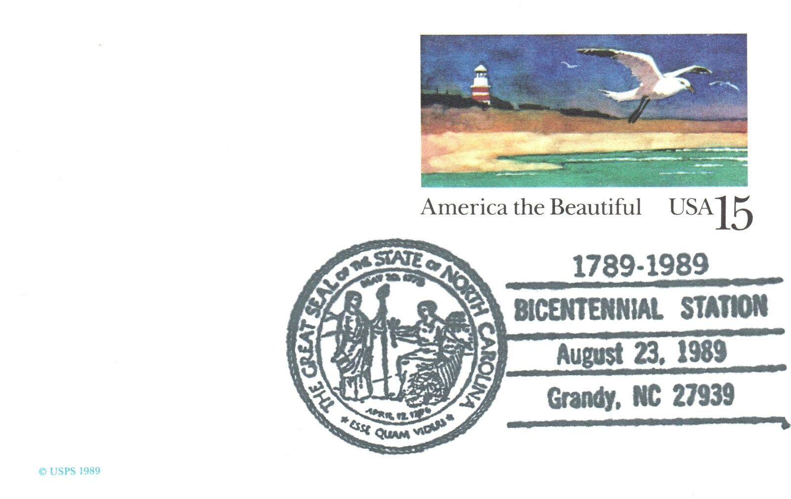 US Special Pictorial Postmark Postal Card Great Seal of North Carolina ...
