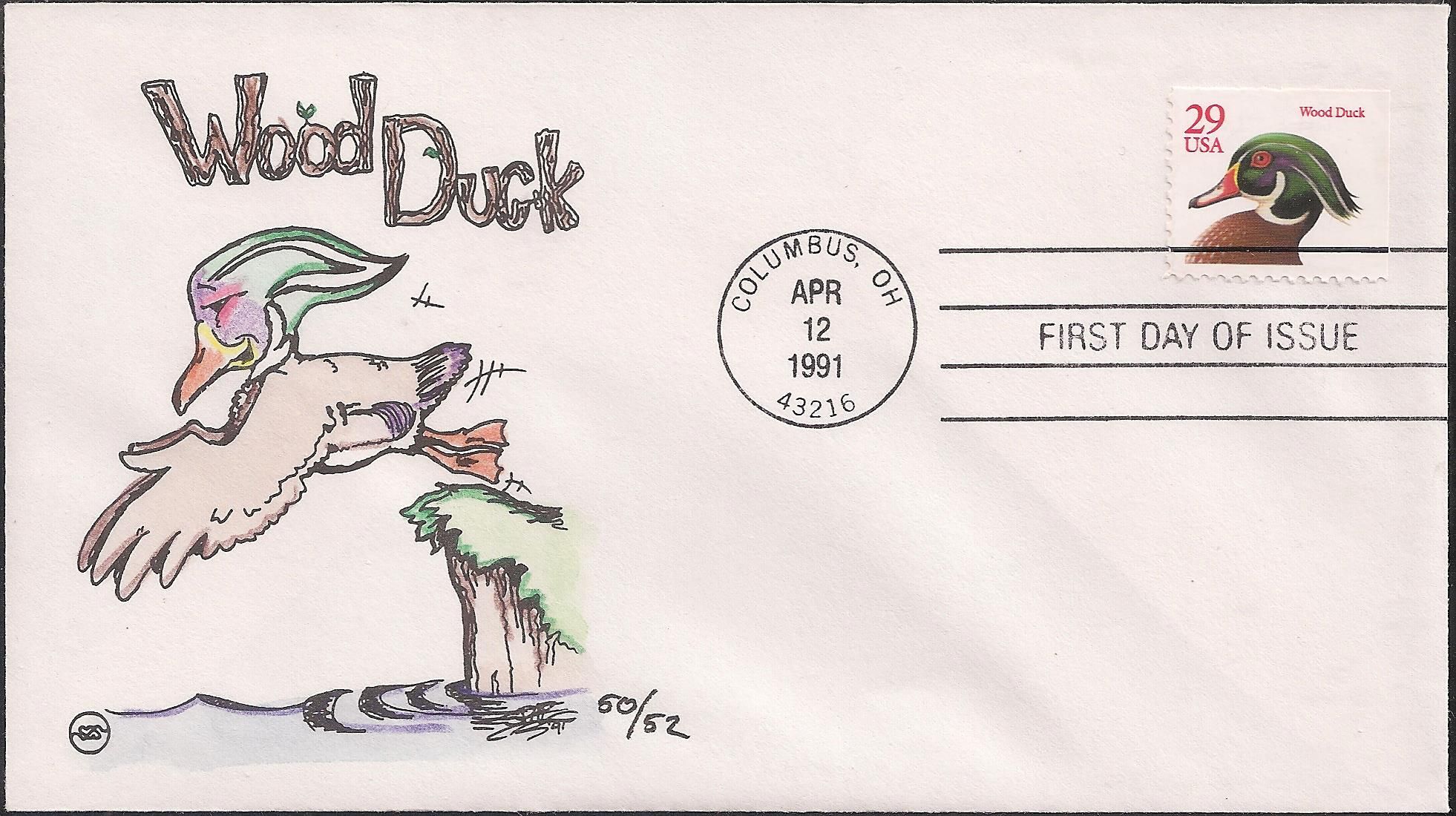 Set of 2 Steve Wilson Hand Painted FDCs for the 1991 Wood Duck Stamps ...
