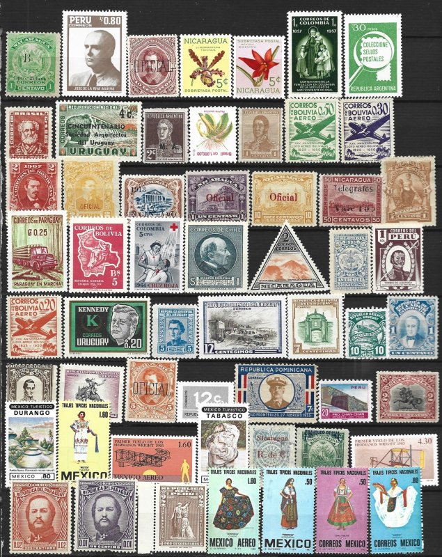 Collection LOT 11549 Latin America 56 Unused AC Stamps | Central ...