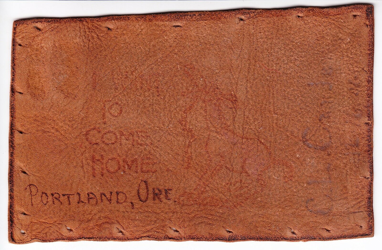 US 319 on UNIQUE Leather Post Card Cover "I want to Come Home ...