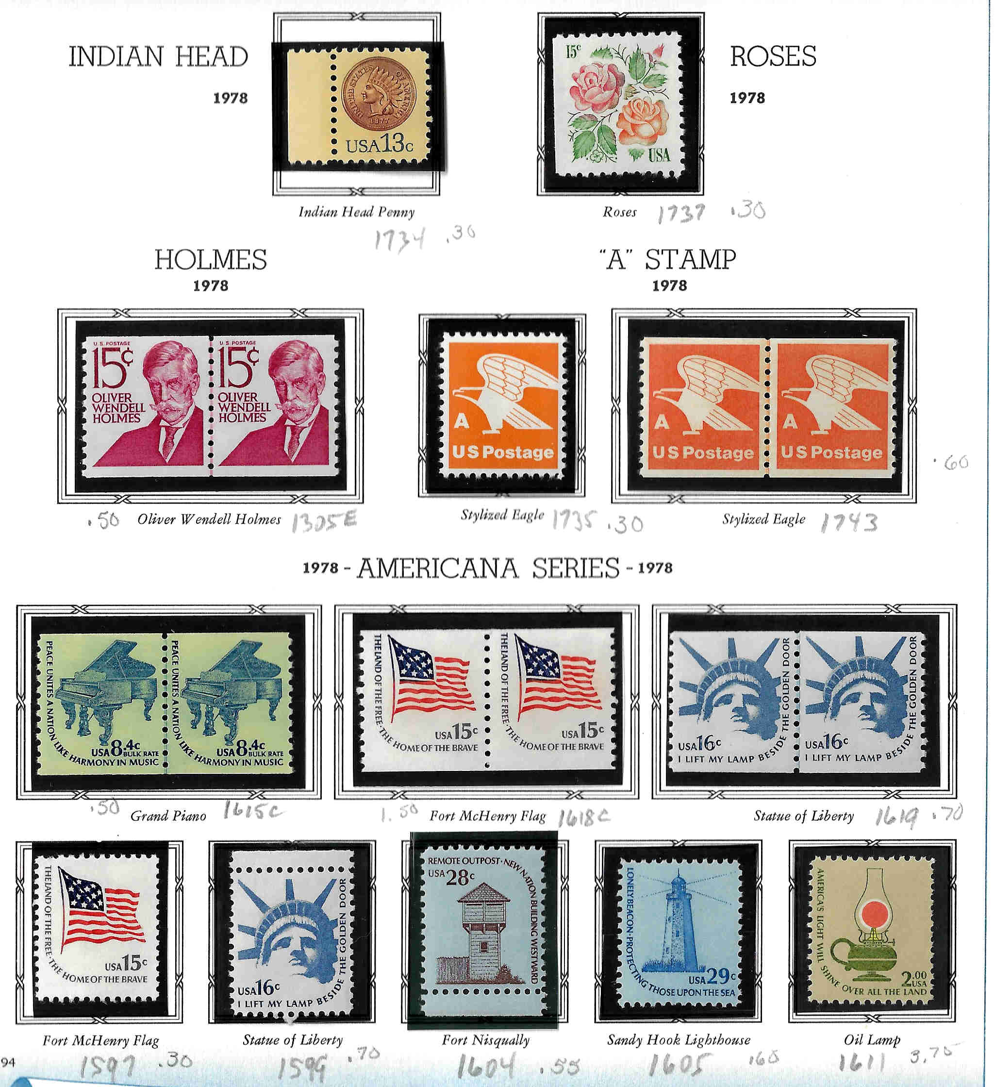 1305E/1745 Mint,OG,NH... Pair, Line Pairs and Singles... SCV $10.60 ...