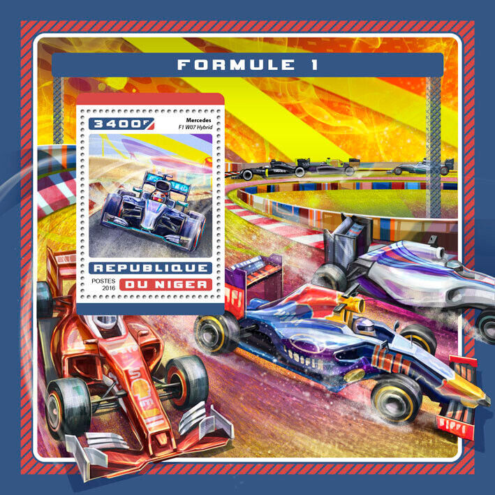 Sports Formula One Stamps Niger 2016 MNH Mercedes F1 W07 Hybrid 1v S/S ...