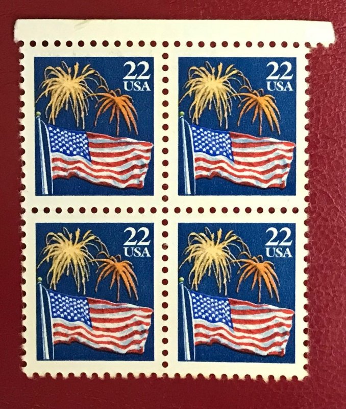 1987-1988 USA Scott 2276 MNH Block 22 cents Flag and firewords Lot 978 ...