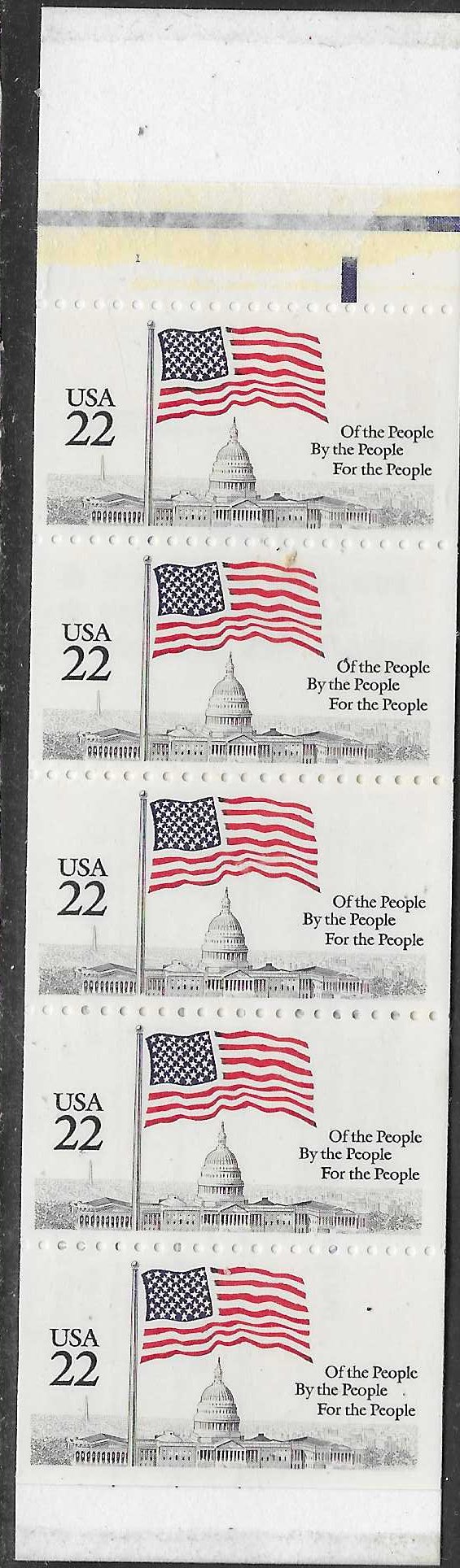 US#2116a $0.22 Flag issue booklet pane of 5 (MNH) CV $2.50 | United ...
