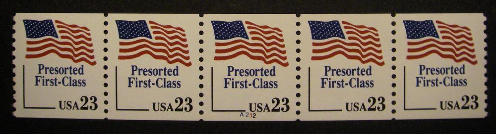Scott 2605, 23 cent Presort Flag, PNC5 #A212, MNH Presorted Coil Beauty ...