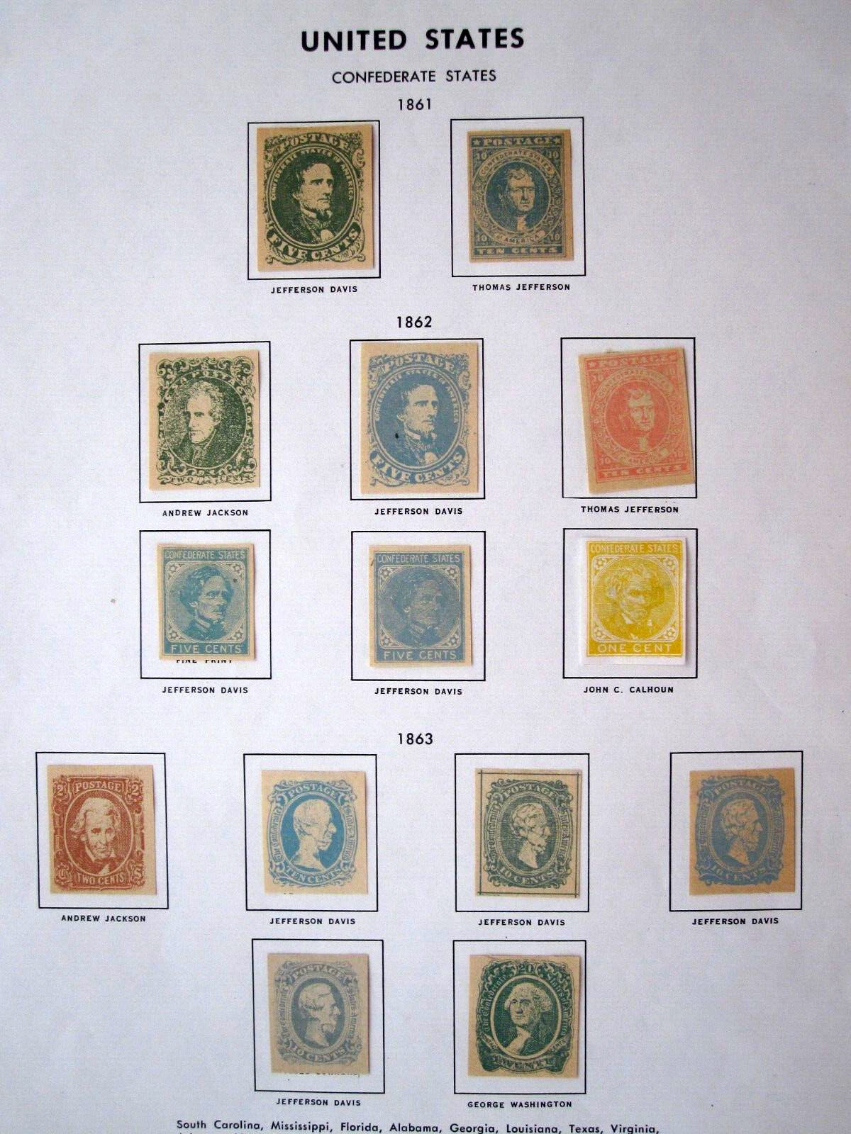 US/Confederate States - 14 Confederate Stamps - Reproductions | United ...