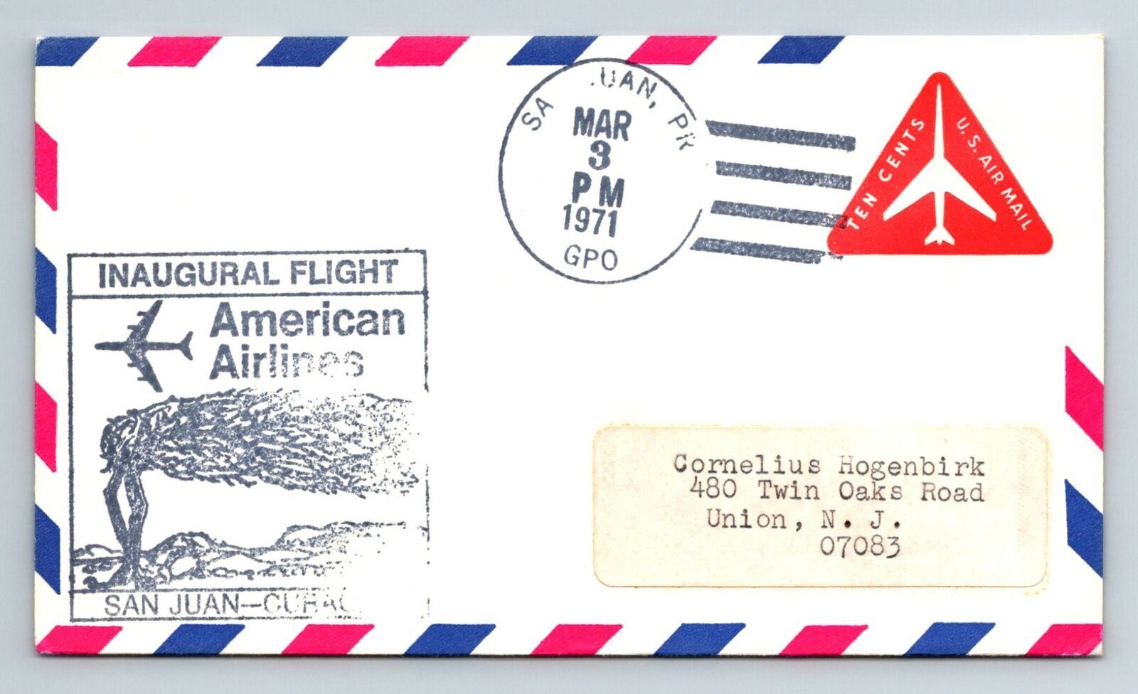 1971 Inaugural Flight American Airlines - San Juan to West Indies ...