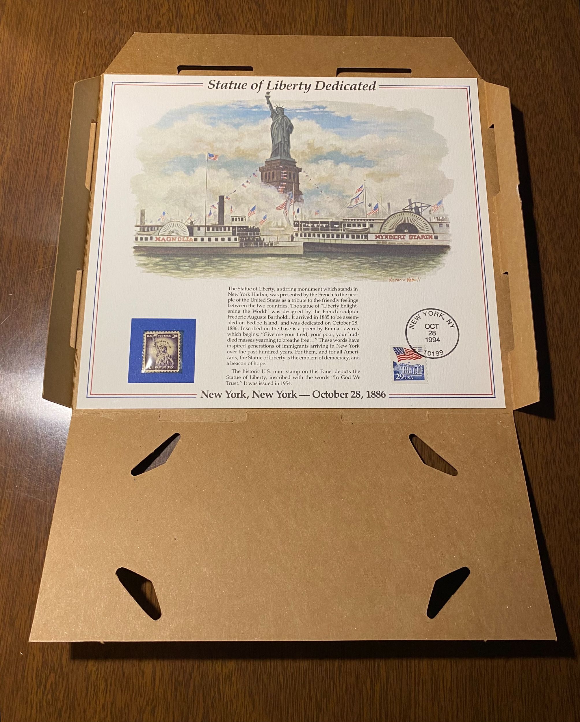 Statue of Liberty Dedication Display Panel FDC with 1954 3¢ Mint ...