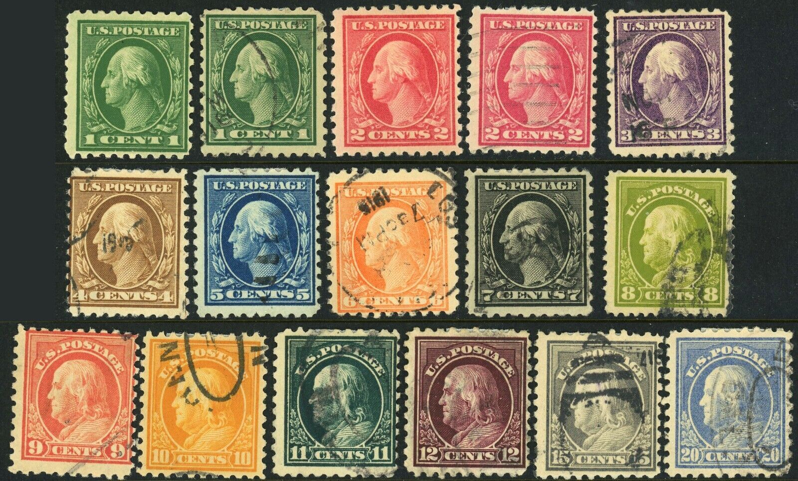 USA #424-438 Postage Stamp Collection 1913-1914 Used | United States ...