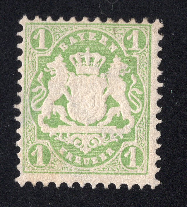Bavaria 1875 3pf light green Coat of Arms, Scott 33 MH, value = 80c ...