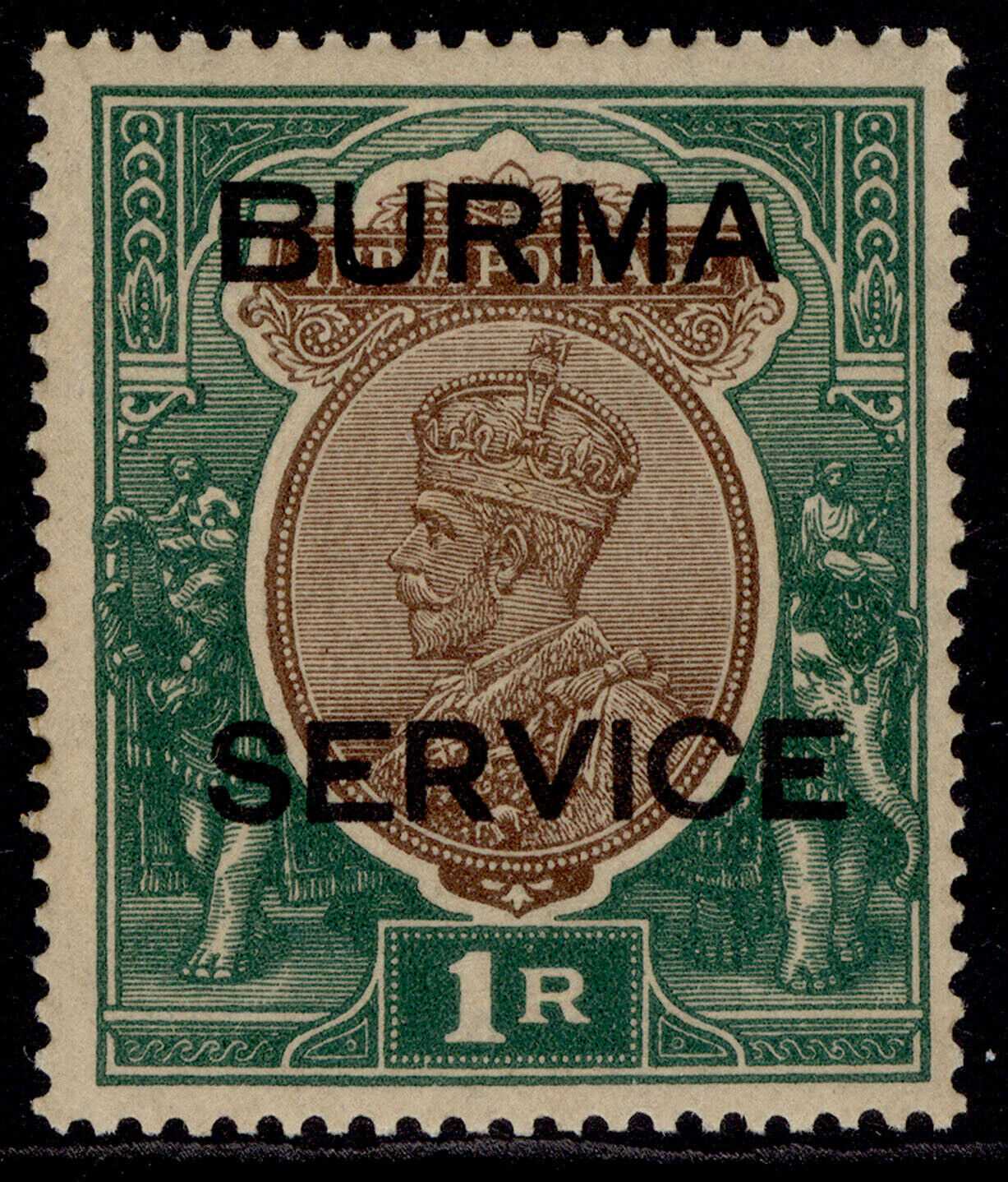 BURMA GVI SG O11, 1r chocolate & green, M MINT. Cat £42. | Asia ...