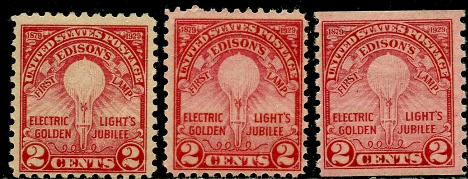 US Sc#654-656 1929 Edison-Electric Light Complete OG Mint Hinged ...