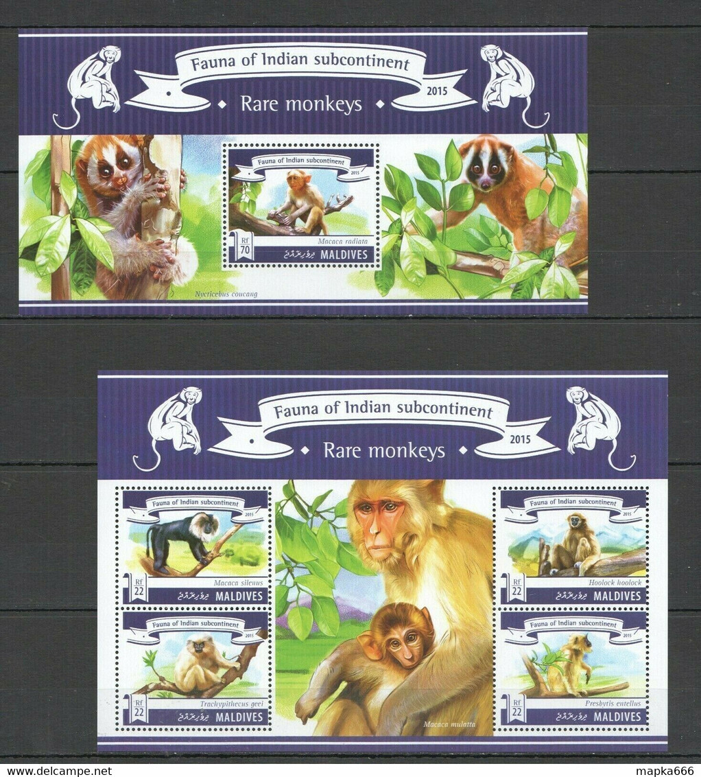 2015 Maldives Fauna Of Indian Subcontinent Animals Rare Monkeys Kb+Bl ...