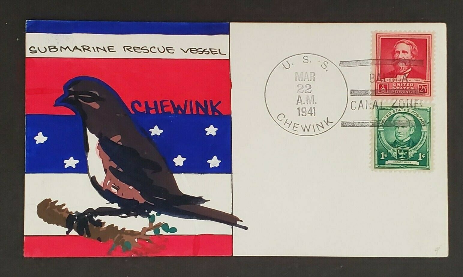 1941 Hand Painted USS Chewink Submarine Rescue Vessel Weigand Artist ...