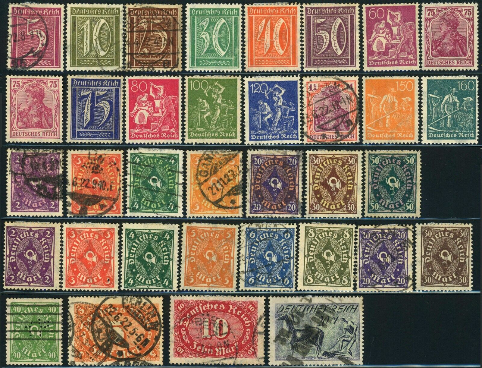 Germany Deutsches Reich Postage Stamp Collection Europe Used MLH ...