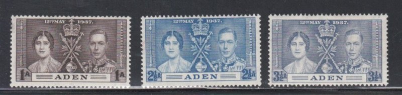 Aden # 13-15, King George Vi Coronation, Mint Hinged, 1/2 of Hinged Cat ...