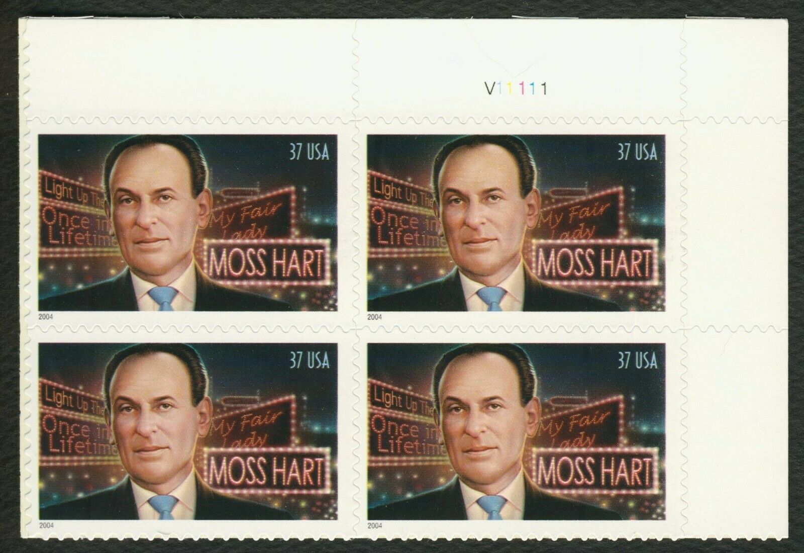 #3882 37c Moss Hart, Plate Block [V11111 UR], Mint ** | United States ...