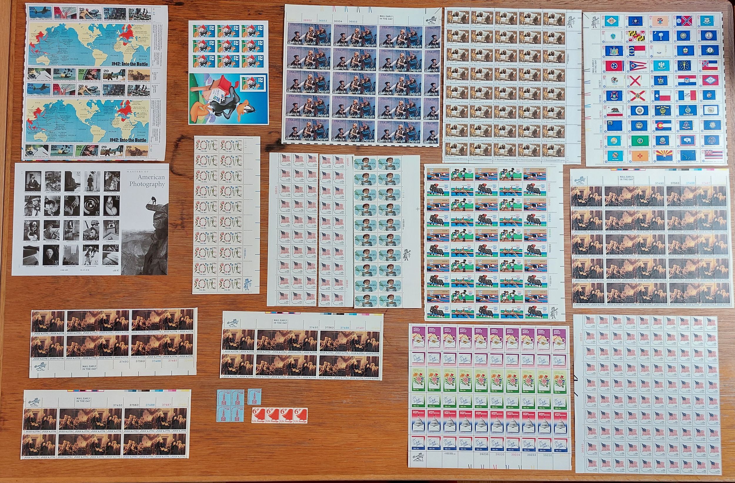 USA 1970-1990. Postage: stamps, sheets, booklets, valid Face value 100 ...