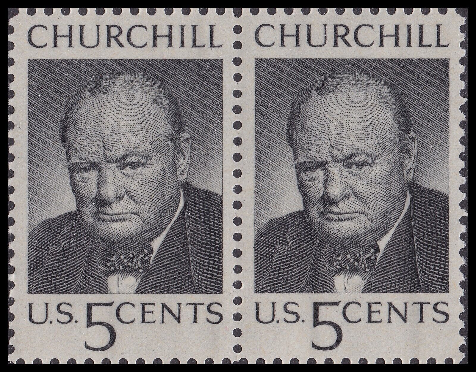 US 1264 Winston Churchill 5c horz pair MNH 1965 | United States ...