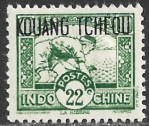 FRANCE OFFICES IN CHINA KWANGCHOWAN 1937-41 22c Planting Rice Sc 123 MH ...