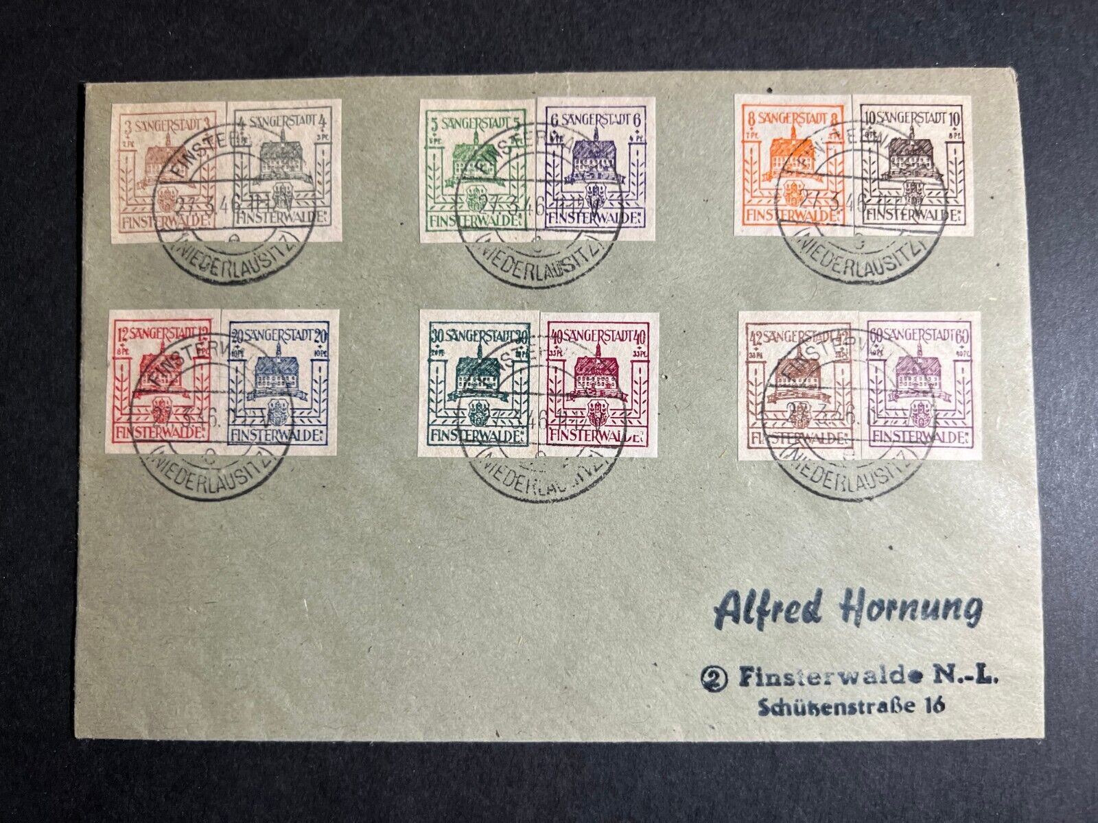 1946 Germany Cover Local Provisional Stamps Finsterwalde Local Use WWII ...