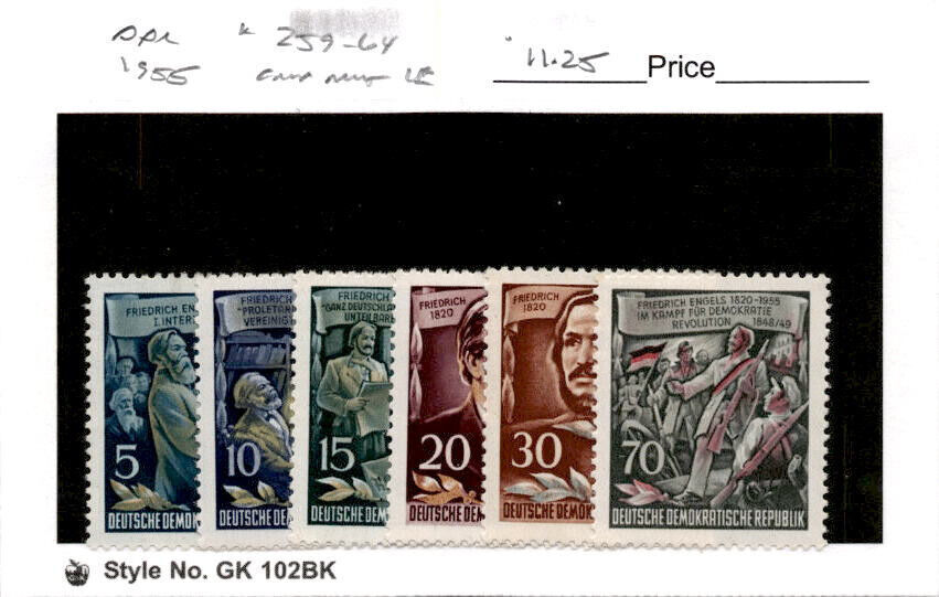 Germany - DDR, Postage Stamp, #259-264 Mint LH, 1955 Friedrich Engels ...